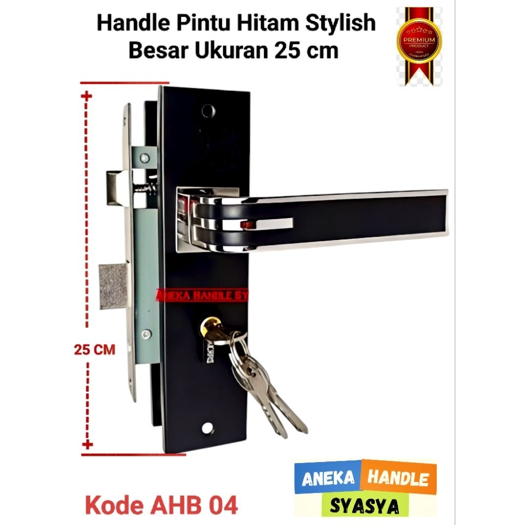 Jual Handle set kunci pintu ukuran besar 25cm hitam ring silver ...