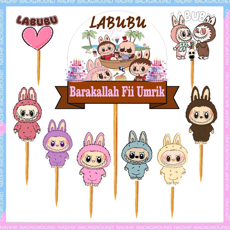 Jual Toper Karakter LABUBU Decorasi Cake Happy Birthday Hiasan Kue ...