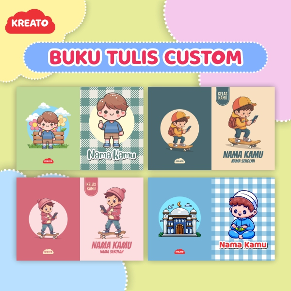Jual Buku Tulis Custom Tema Karakter Lucu Cowok | Shopee Indonesia