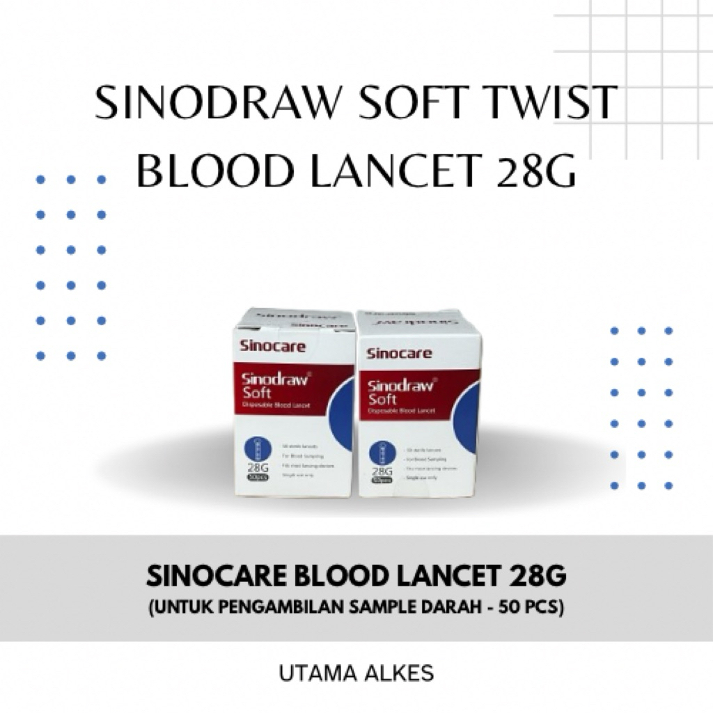Jual Sinocare Sinodraw Blood Lancet Jarum Lancet Sinodraw 28G (50 pcs ...