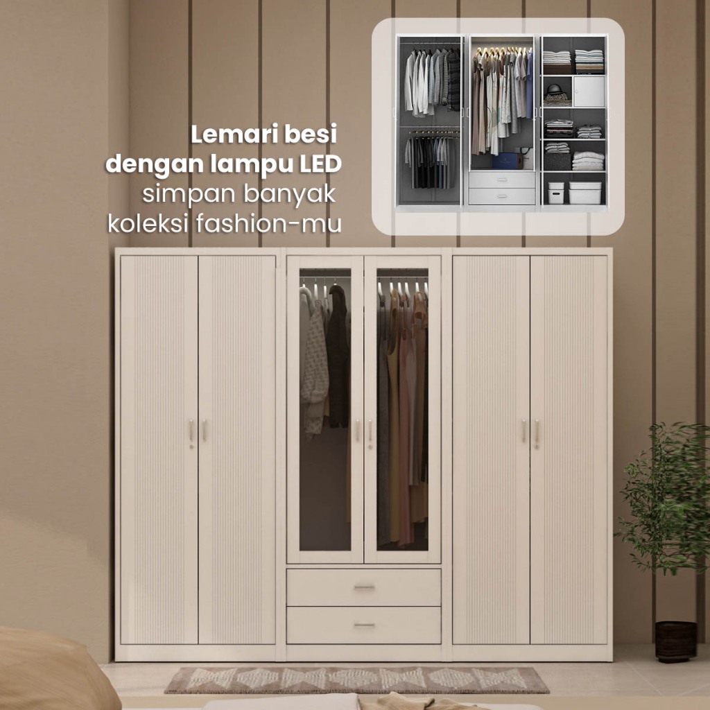 Jual PIRA - LINIO / SAXON 6P FGD MWD LEMARI PAKAIAN BESI 6 PINTU DENGAN ...