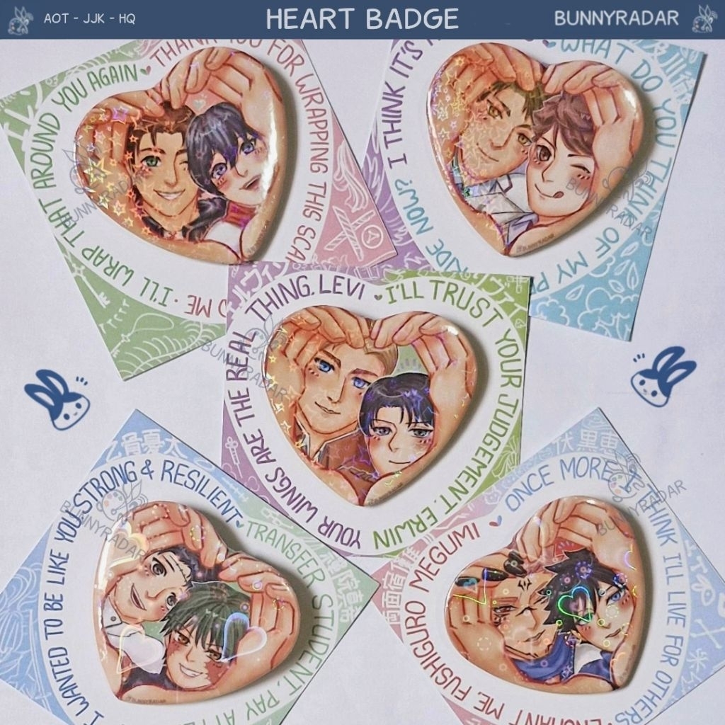 Jual Heart Badge by Bunnyradar || AOT • JJK • Haikyuu | Shopee Indonesia