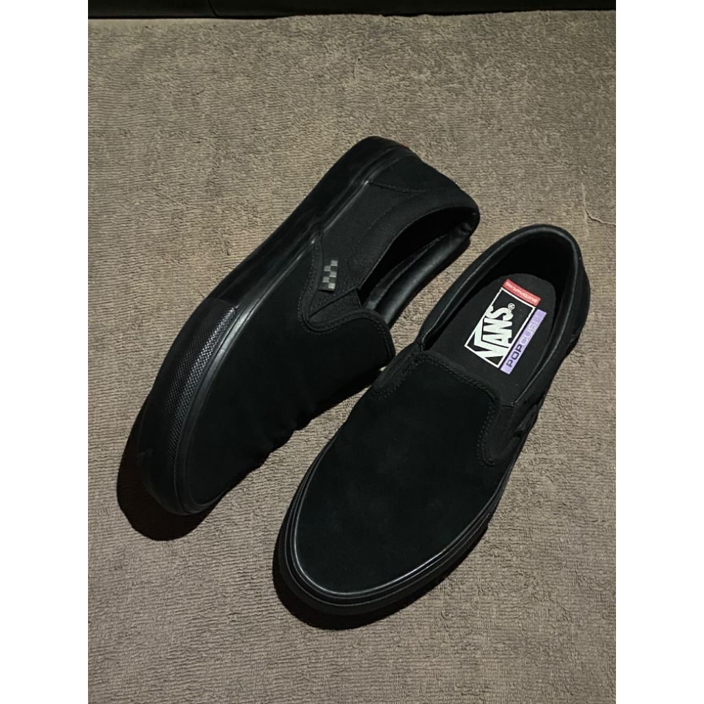 Jual Vans Slip On Pro Skate Fullblack | Shopee Indonesia