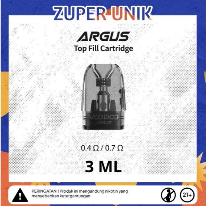 Jual ARGUS CARTRIDGE POD KIT 3ML TOP FILL 100% ORIGINAL | Shopee Indonesia