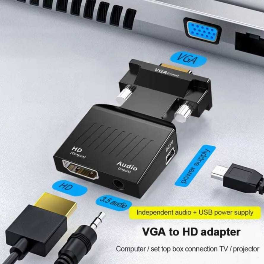 Jual CONVERTER INPUT VGA + L/R TO OUTPUT HDTV WITH AUDIO INPUT / VGA TO ...