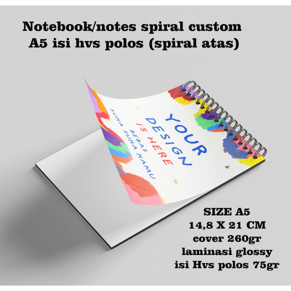 Jual Notebook/notes spiral custom A5 isi hvs polos (spiral atas ...