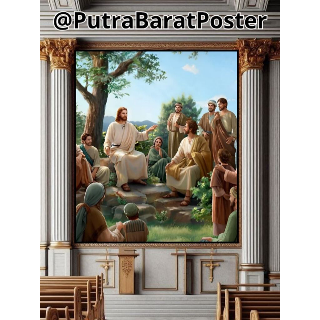 Jual Poster Cetak Hiasan Dinding Jumbo Gambar Yesus Ukuran 70x100 Cm ...