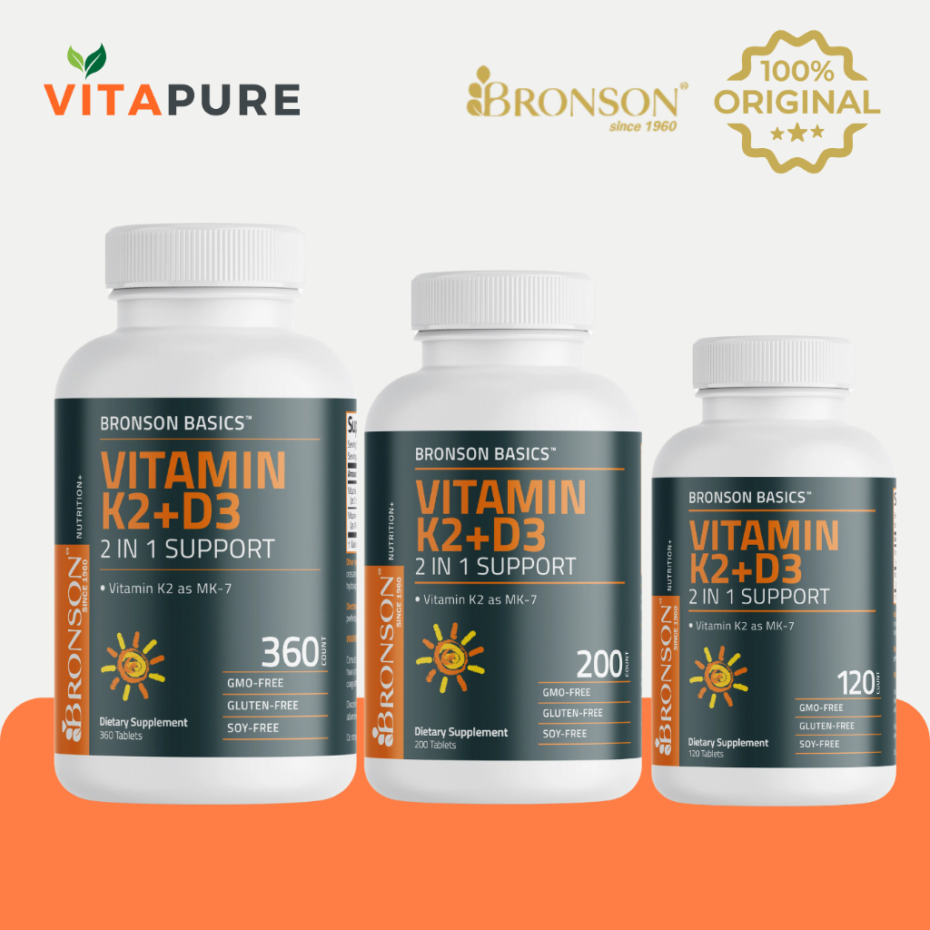 Jual Bronson Basics Vitamin D3 K2 (K2 as MK7) 5,000IU Tablets | Shopee ...