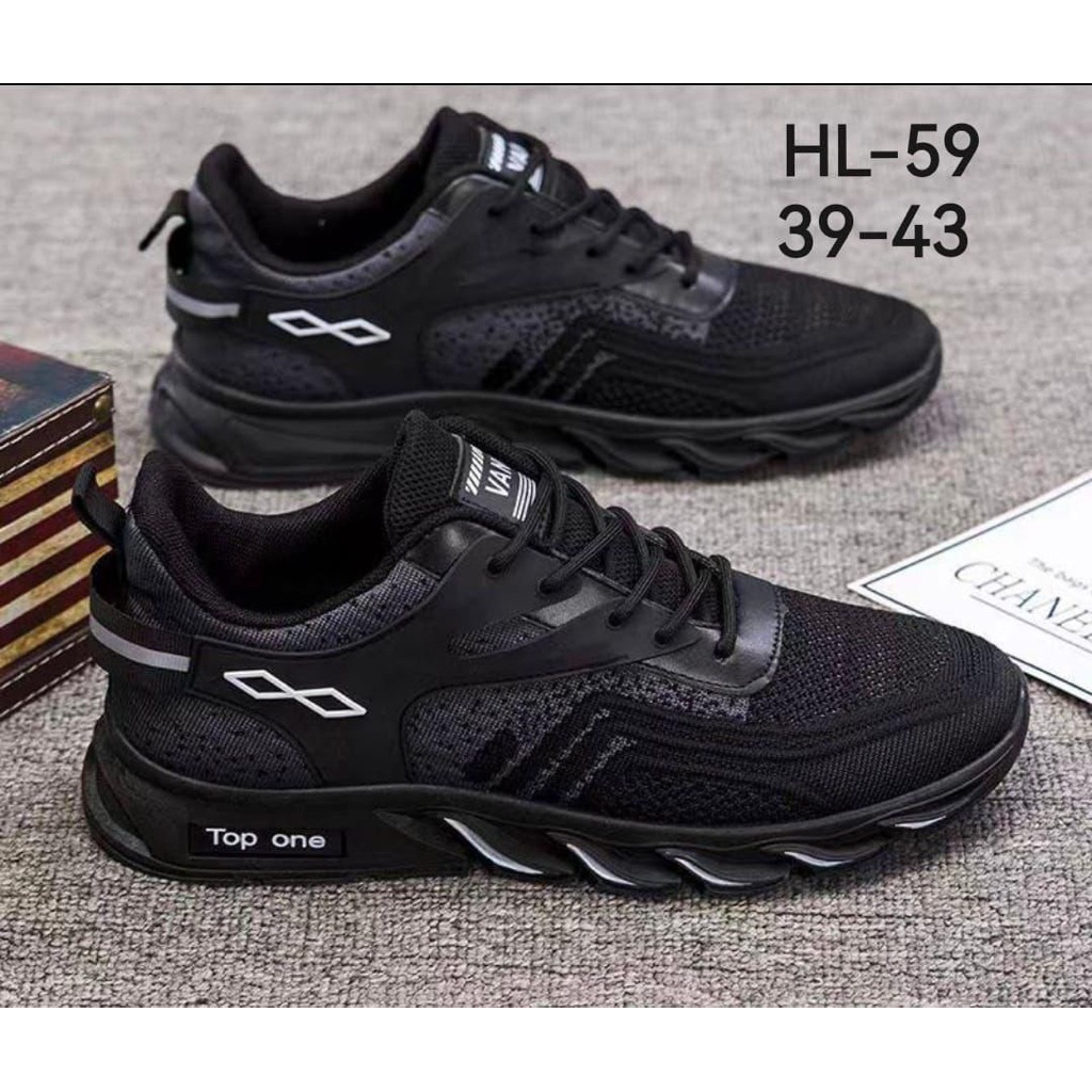 Jual Sepatu Hitam Cowo Sepatu Casual pria Olahraga Sport Running Shoes ...