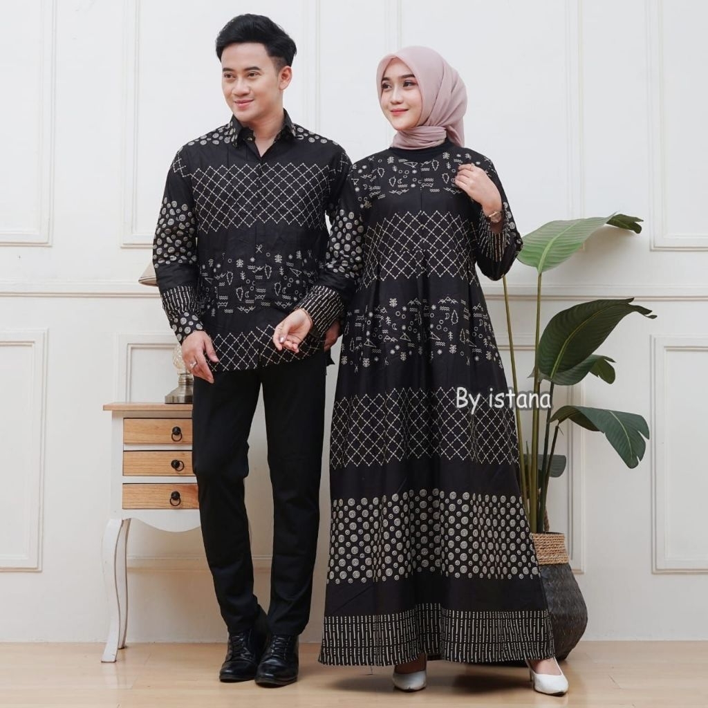 Jual (HARGA SEPASANG)Batik Couple Maxi Cape Daun Rambat Termurahhh ...