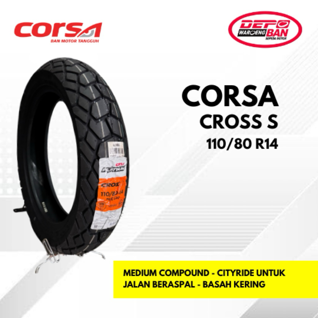Jual BAN MATIC TUBLESS MERK CORSA TYPE CROSS S UKURAN 110/80-14 ...