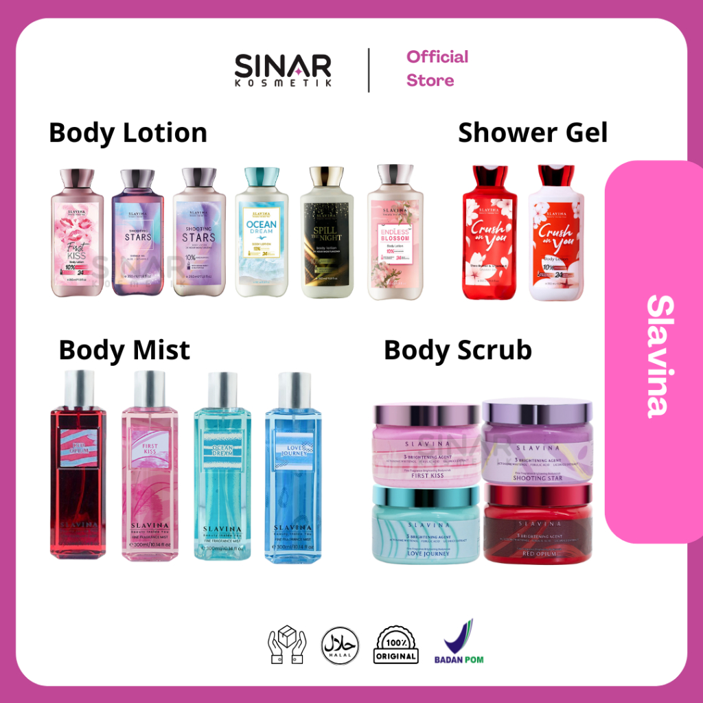 Jual Slavina Body Lotion - Shower Gel 350ml - Body Mist 300ml - Body ...