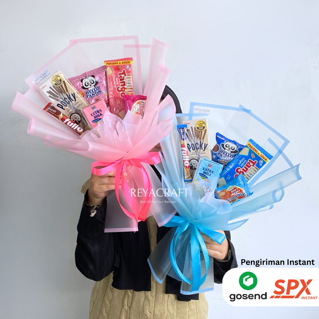 Jual REYACRAFT Snack Bouquet | Buket Snack Biru Pink | Buket Makanan ...