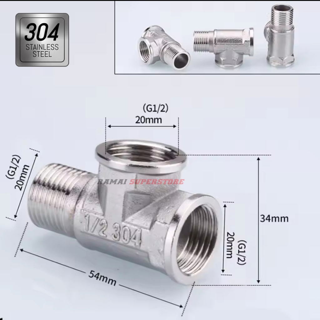 Jual Tee Sambungan Kran Cabang Shower Tee Closet Stainless 304 | Shopee ...