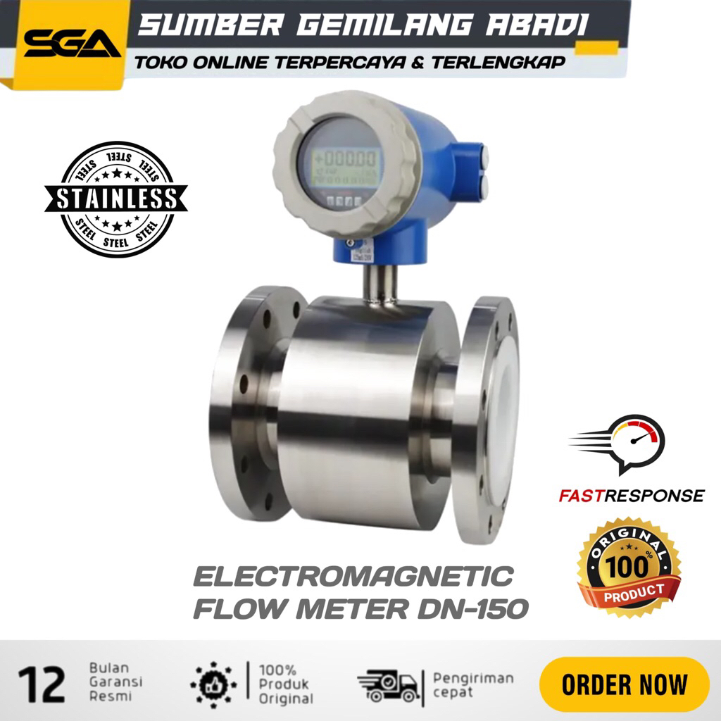 Jual Flow Meter Electromagnetic SS304 DN150 FlowMeter Size”6 Inch ...