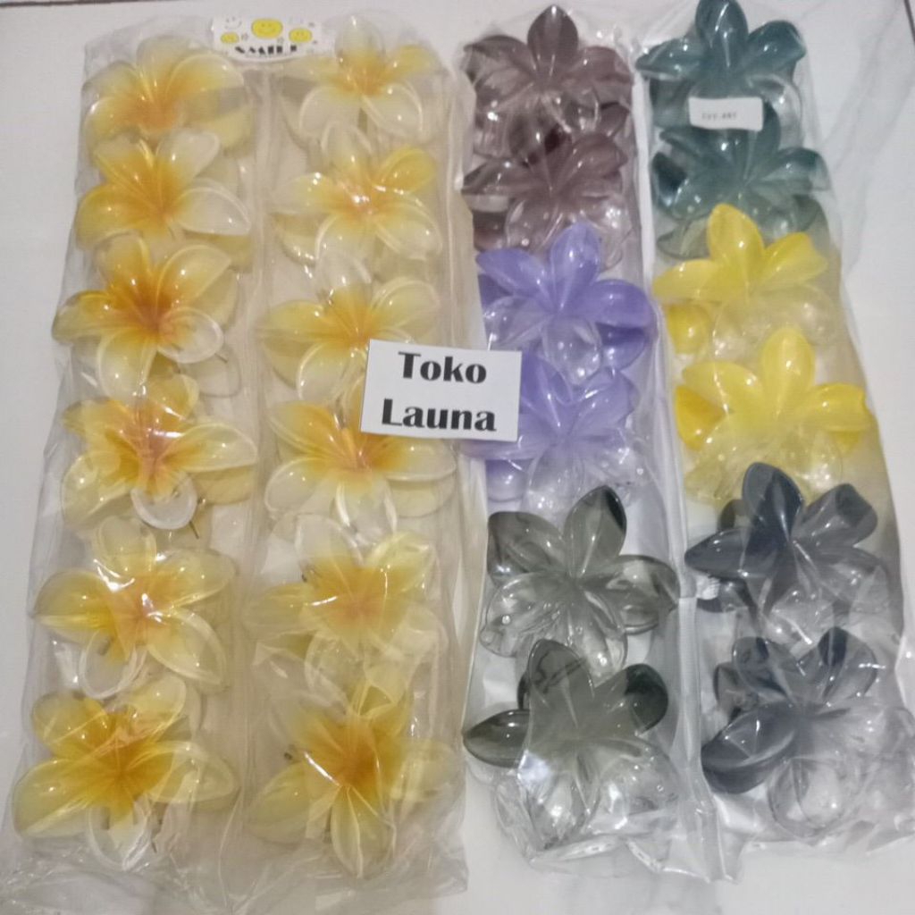 Jual 6 pcs jepit rambut bunga kamboja 8cm TOKO LAUNA | Shopee Indonesia