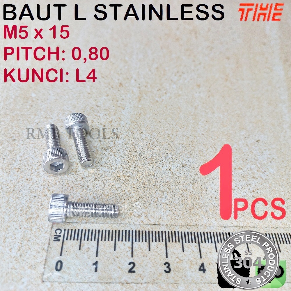 Jual Baut L Cap Hex Socket M5x15 STAINLESS STEEL 304 A2-70 BLS M5 | Shopee Indonesia