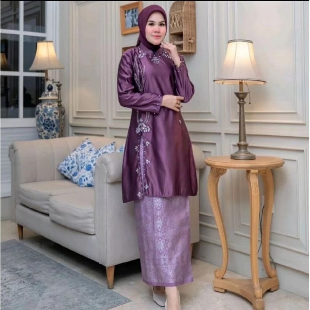 Jual Set baju kurung melayu payet bunga samping baju kurung modern rok songket stelan kebaya ...