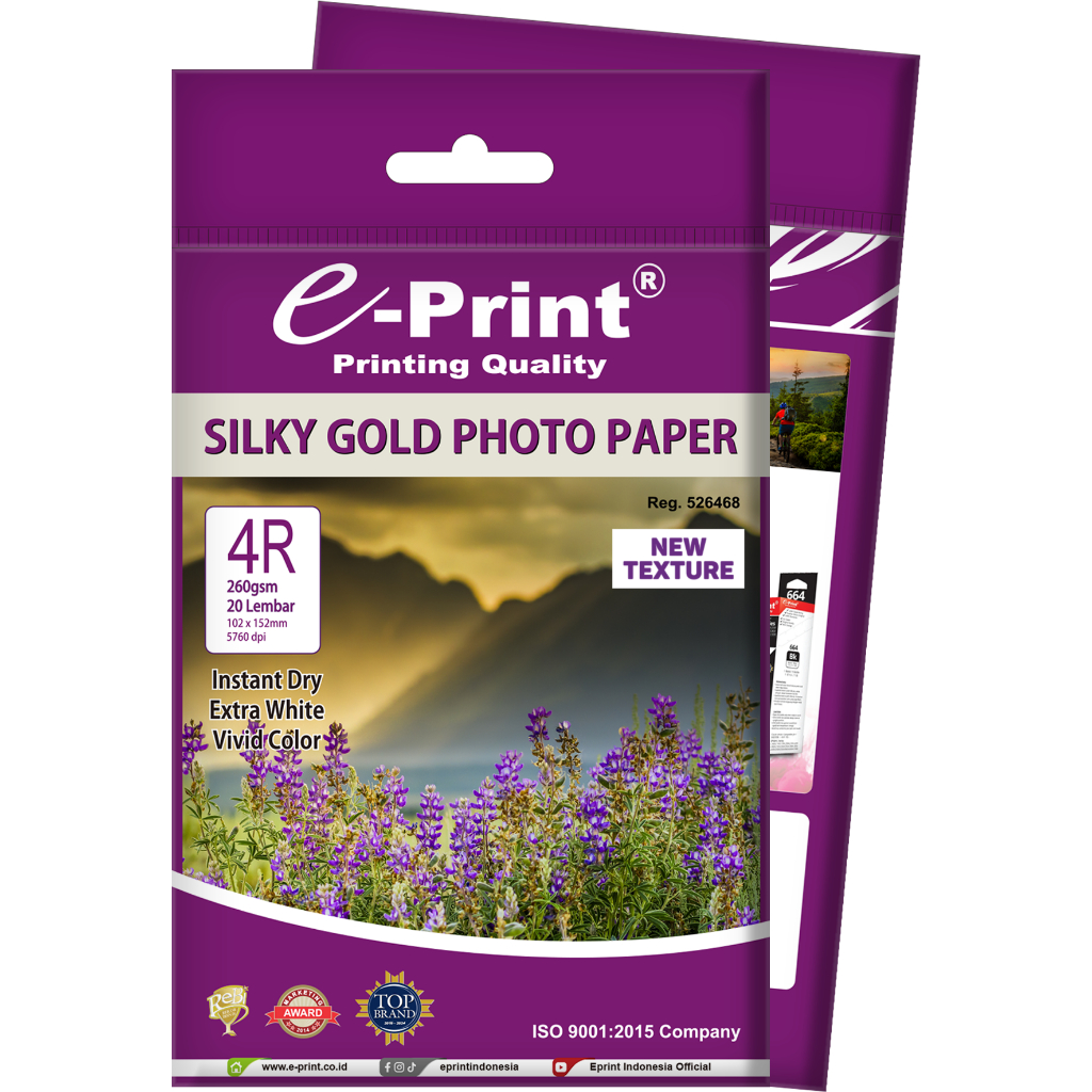 Jual Kertas Silky Gold Photo Paper 4R e-print 260 gsm (NEW TEXTURE ...