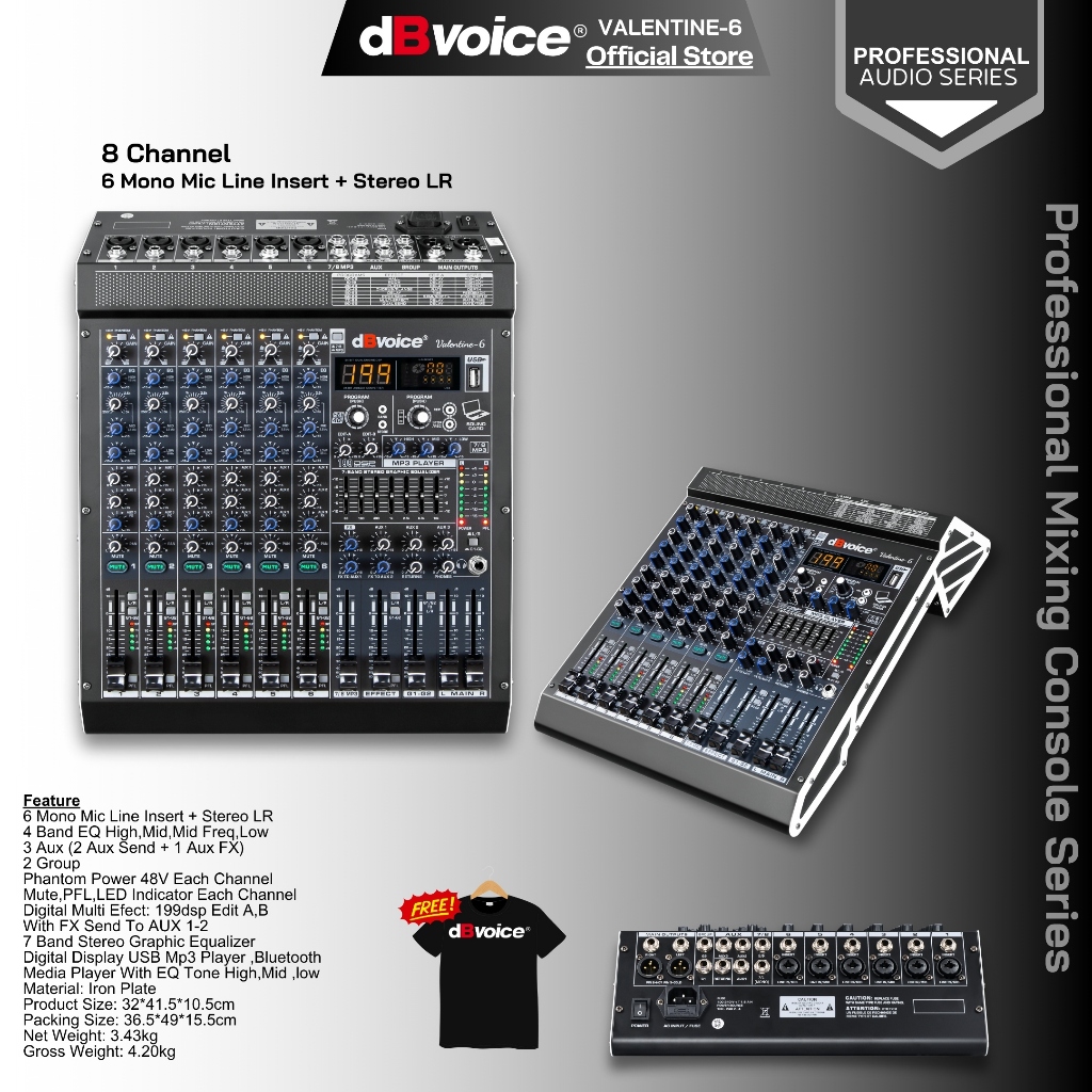 Jual 6Ch Professional Analog Mixer Compressor,Pad,Otg,199Dsp dBvoice ...
