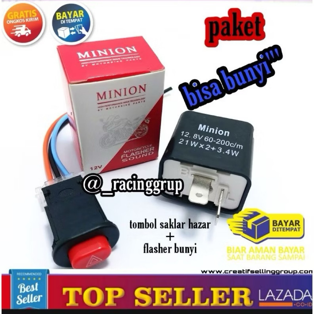 Jual Paket Murah Flaser Sen Bunyi+Saklar Tombol On Off Lampu Hazard ...