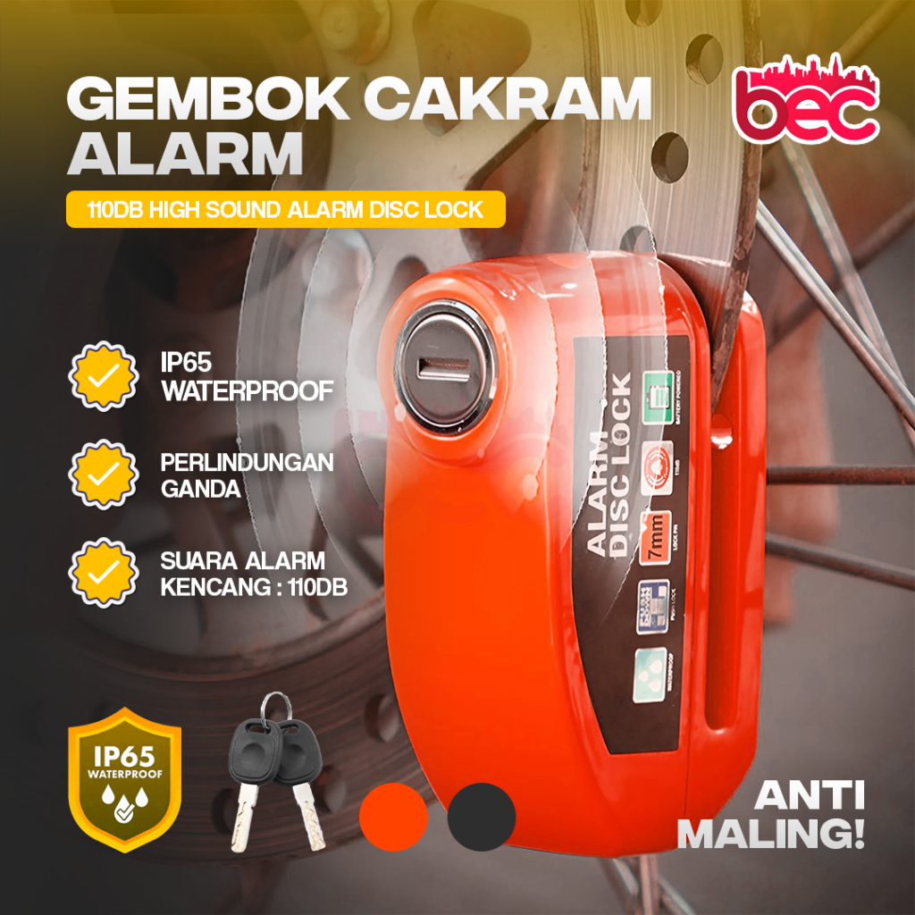 Jual [BEC] Gembok Cakram Alarm | Disc Lock | Kunci Alarm Gembok Motor ...