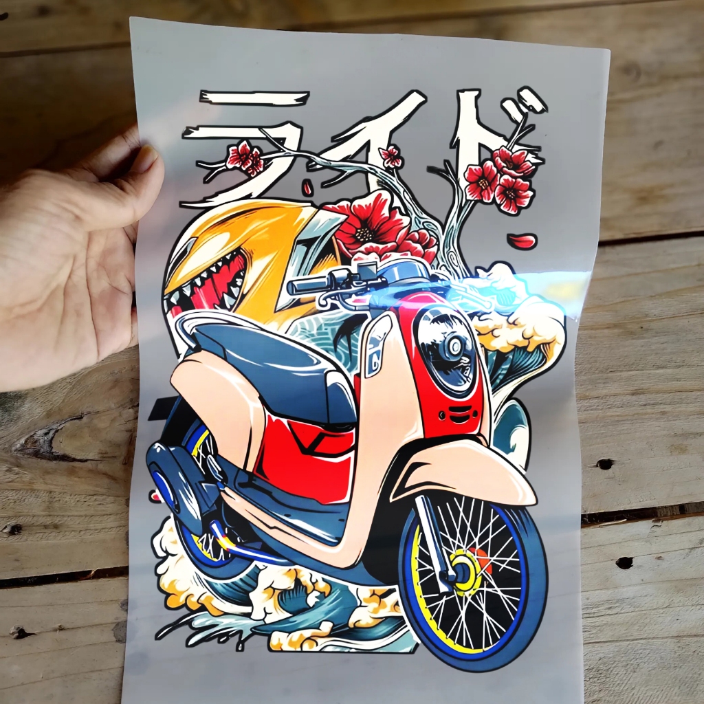 Jual MO1 SABLON SETRIKA SABLON DTF MOTOR SERIES UKURAN 19 CM BAJU KAOS ...