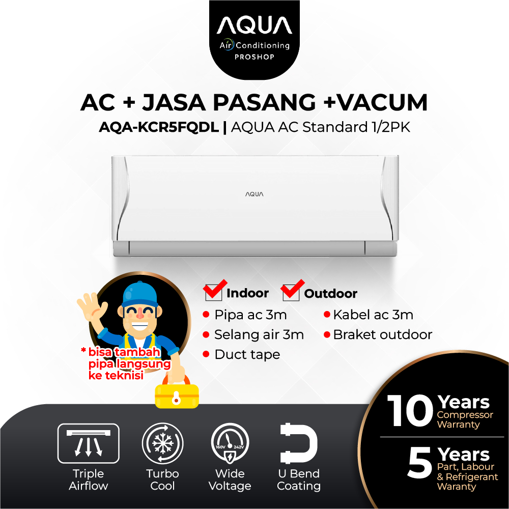 Jual AQUA Elektronik Standard AC + Jasa Pasang 1/2 PK AQA-KCR5FQDL (Jakarta ) | Shopee Indonesia