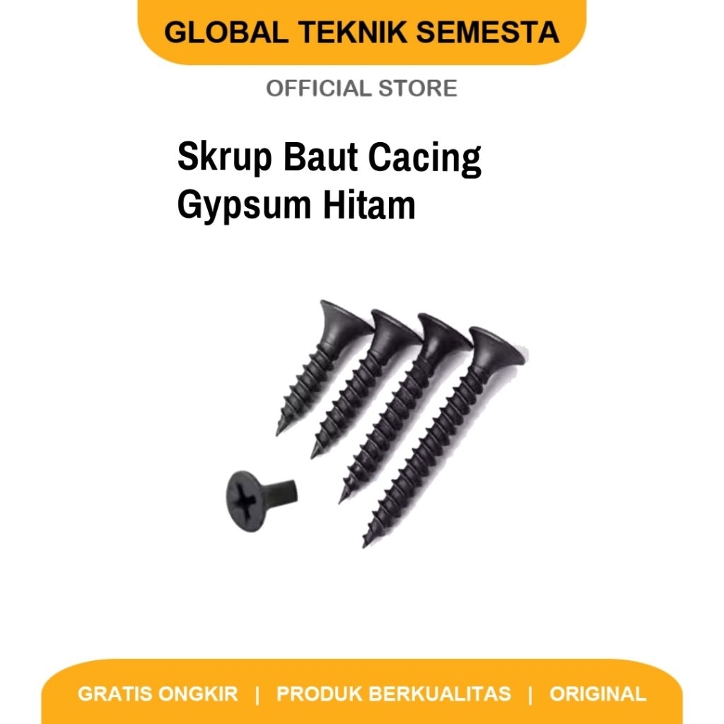 Jual Sekrup Gypsum Baut Cacing Hitam Skrup Triplek Kayu | Shopee Indonesia