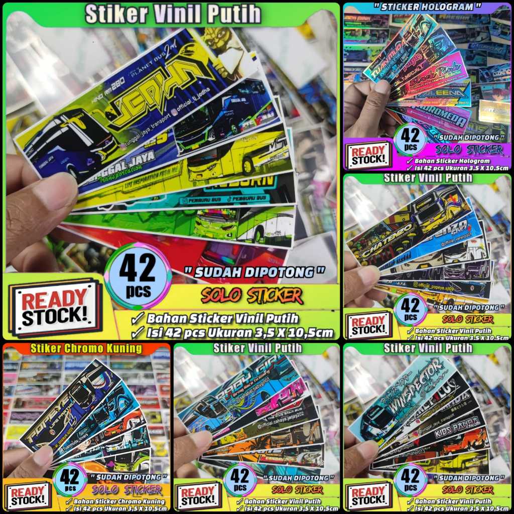Jual Stiker Bus Panjang Bahan Vinyl Putih Sticker Bis Isi 42pc SUDAH ...