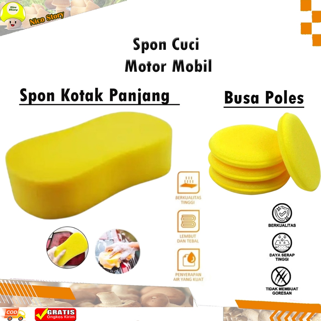 Jual (ncs) Sponge Busa Bentuk Kotak Bulat Cuci Mobil Motor Piring ...