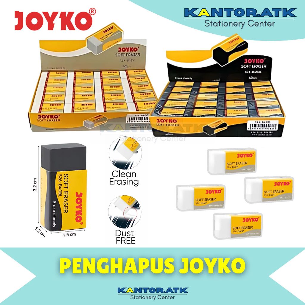 Jual Penghapus Joyko Kecil B40 Hitam Putih (1Pack isi 40Pcs) | Shopee ...