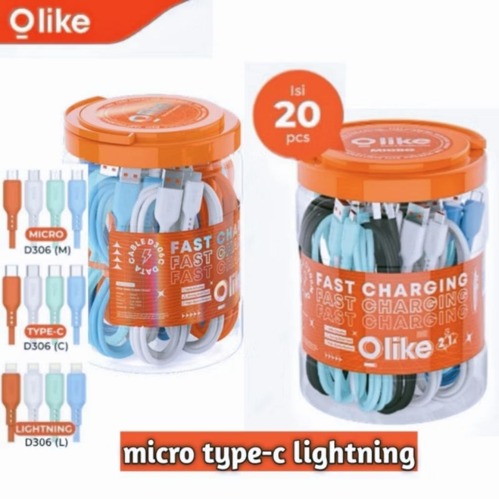 Jual Olike ( 1 Toples isi 20pcs ) D306M D306C Kabel Data Micro USB 2.1A ...