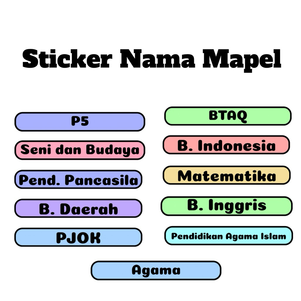 Jual Sticker Nama Mapel (Mata Pelajaran) | Shopee Indonesia