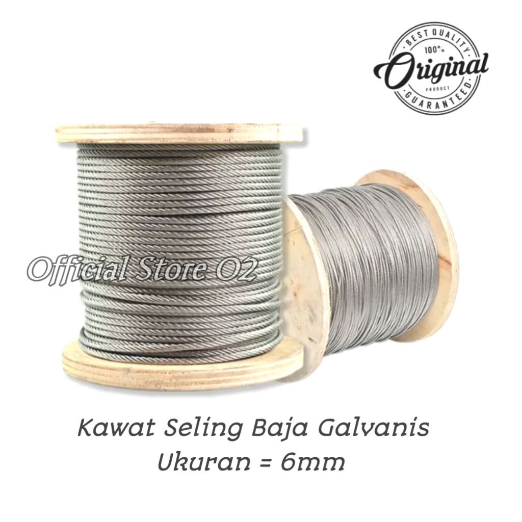 Jual Kawat Seling Tali Seling Baja 6mm Galvanis Wire Rope | Shopee ...