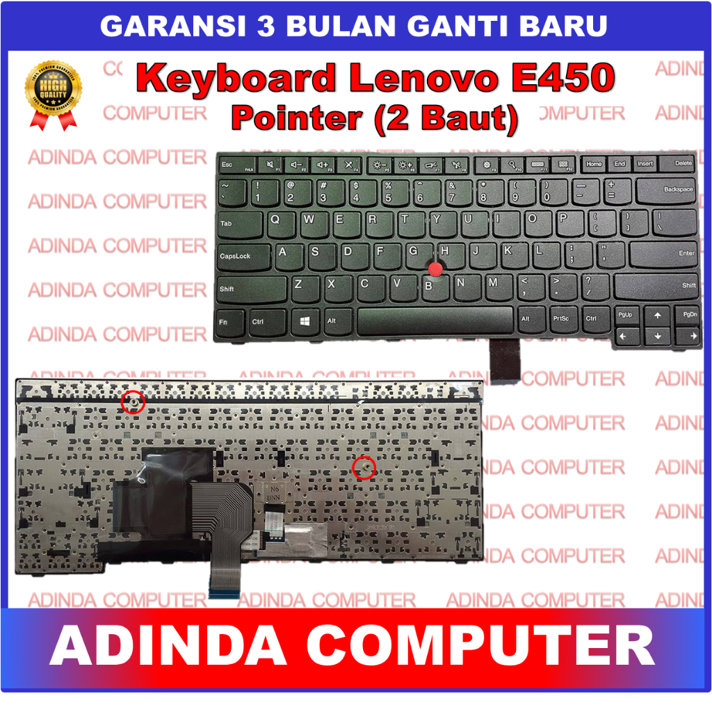 Jual Keyboard Lenovo Thinkpad E450 L440 T431 T440 T450 W450 Non Pointer ...