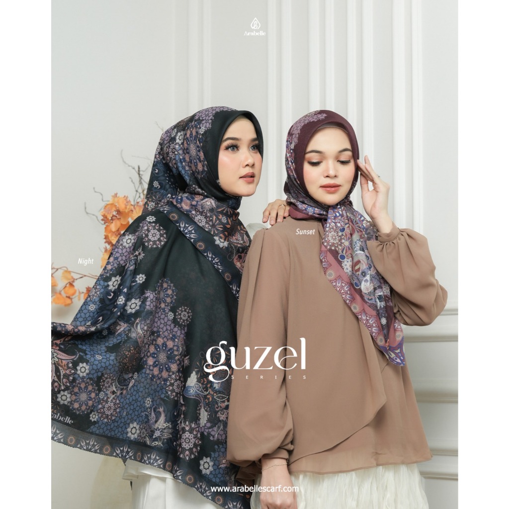 Jual Arabelle Guzel Kerudung Segi Empat Motif Night Sunset Golden Blue ...