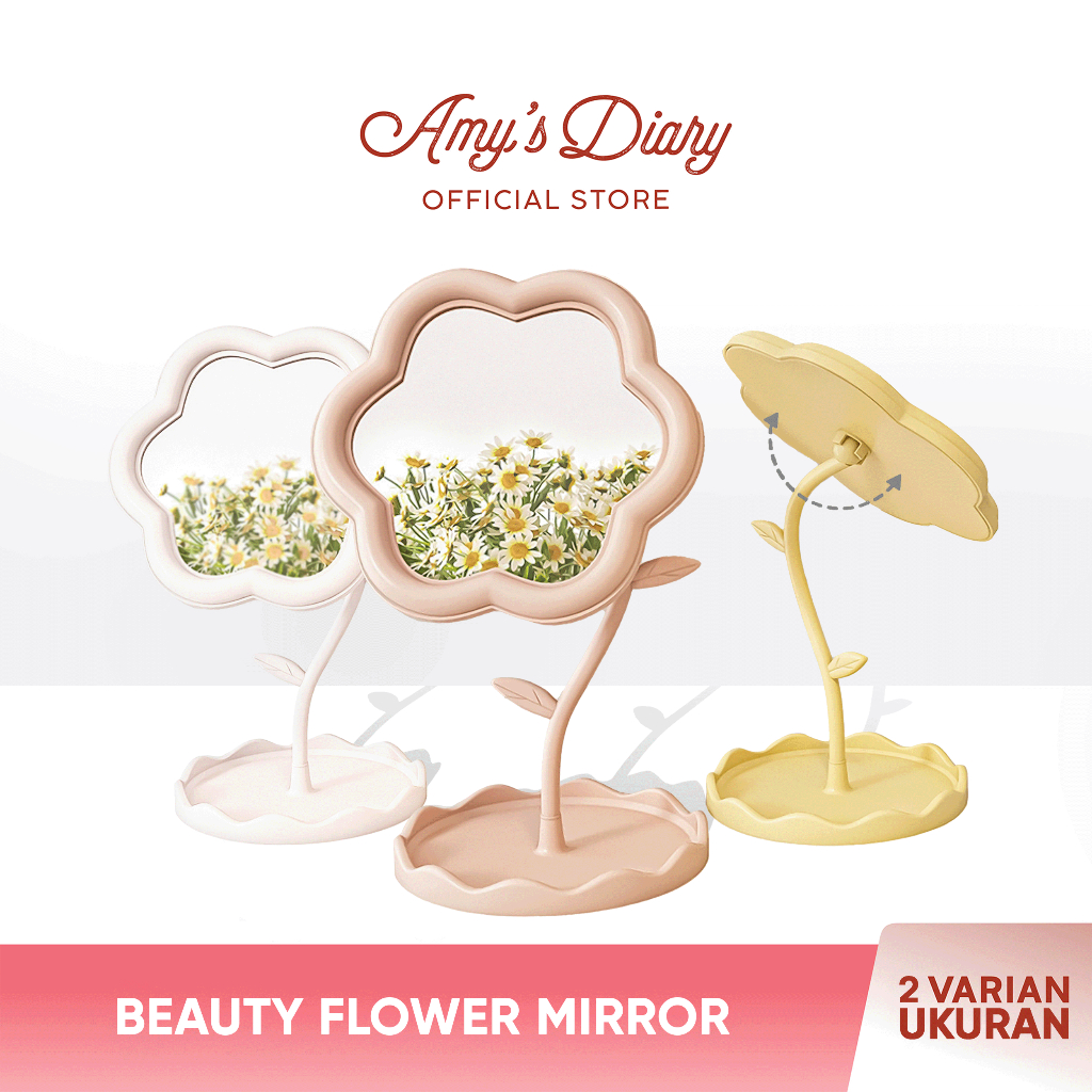 Jual Cermin Aesthetic Stand Mirorr Flower Kaca Meja Rias | Shopee Indonesia
