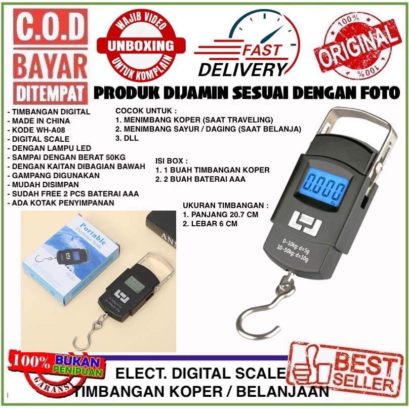 Jual C.O.D Timbangan Koper Travelling Digital Scale Dengan Lampu LED ...
