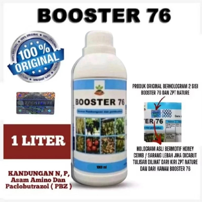 Jual [ ORIGINAL ] Pupuk Booster 76 Kemasan 1 liter Pupuk Perangsang, Pelebat, dan Pembesar ...