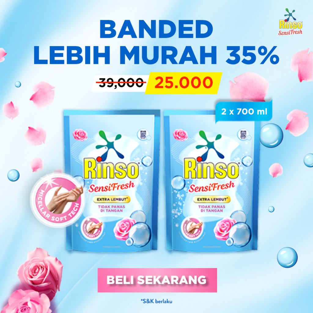 Jual [BANDED LEBIH MURAH 35%] Rinso Micellar Soft Detergen Cair 700ml ...