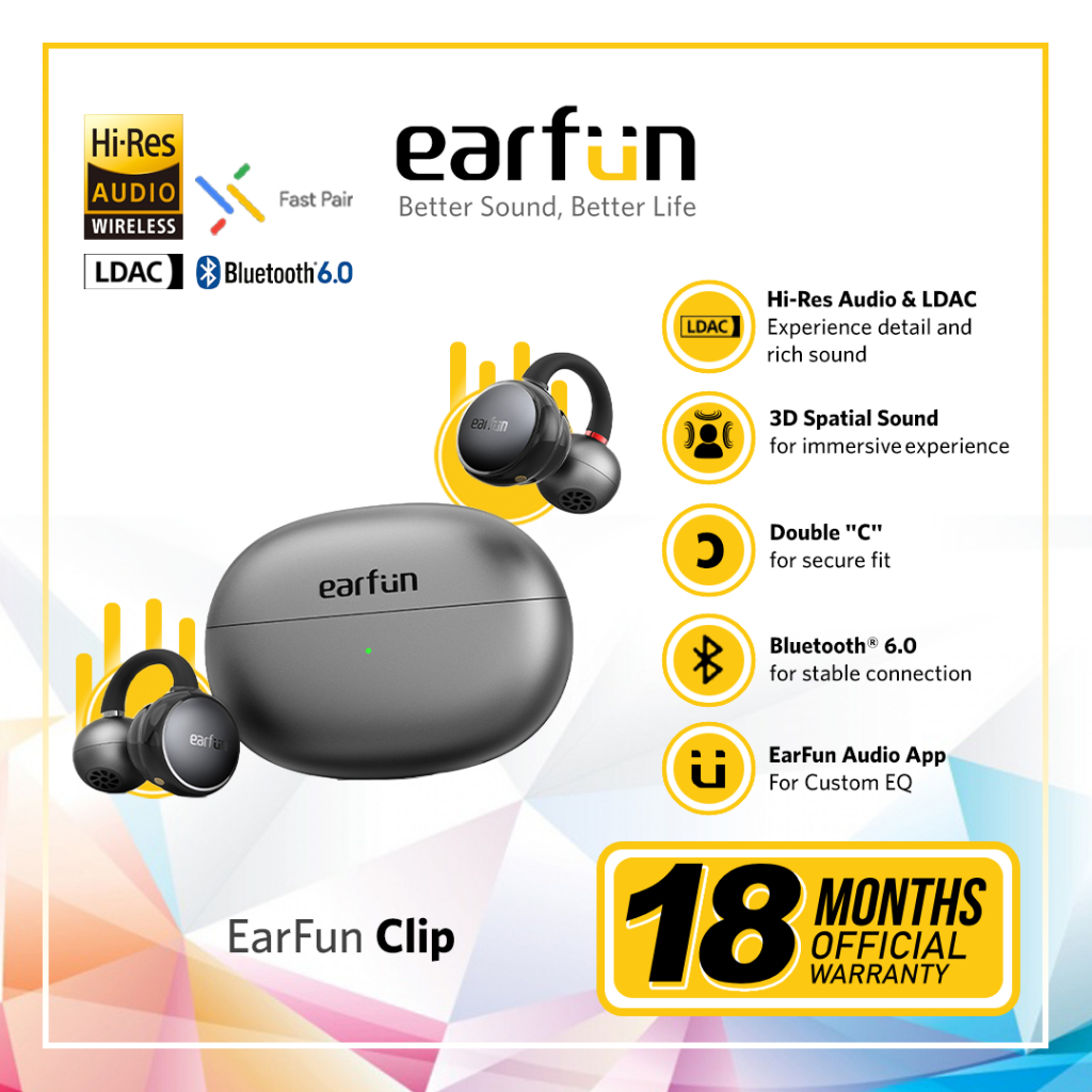 Jual EarFun Clip - Open Ear Stylish Earbuds with Bt 6.0, LDAC, and 3D ...