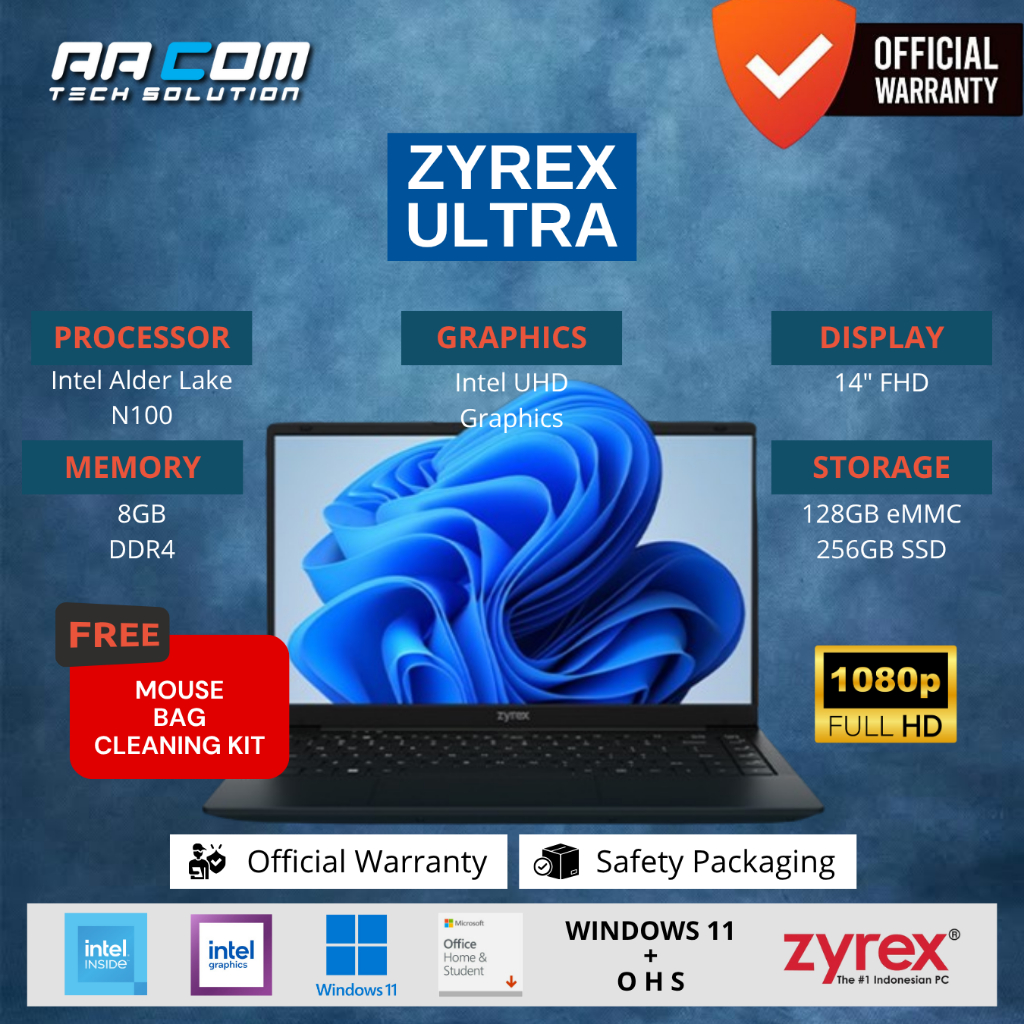 Jual LAPTOP ZYREX ULTRA N100 8GB 128GB eMMC + 256GB SSD WIN 11 | Shopee ...