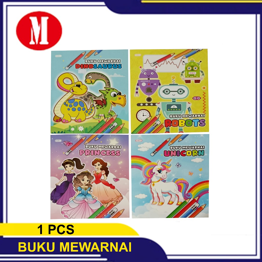 Jual Buku mewarnai Princess/ Unicorn/Dinosaurus/Robot RANDOM | Shopee ...