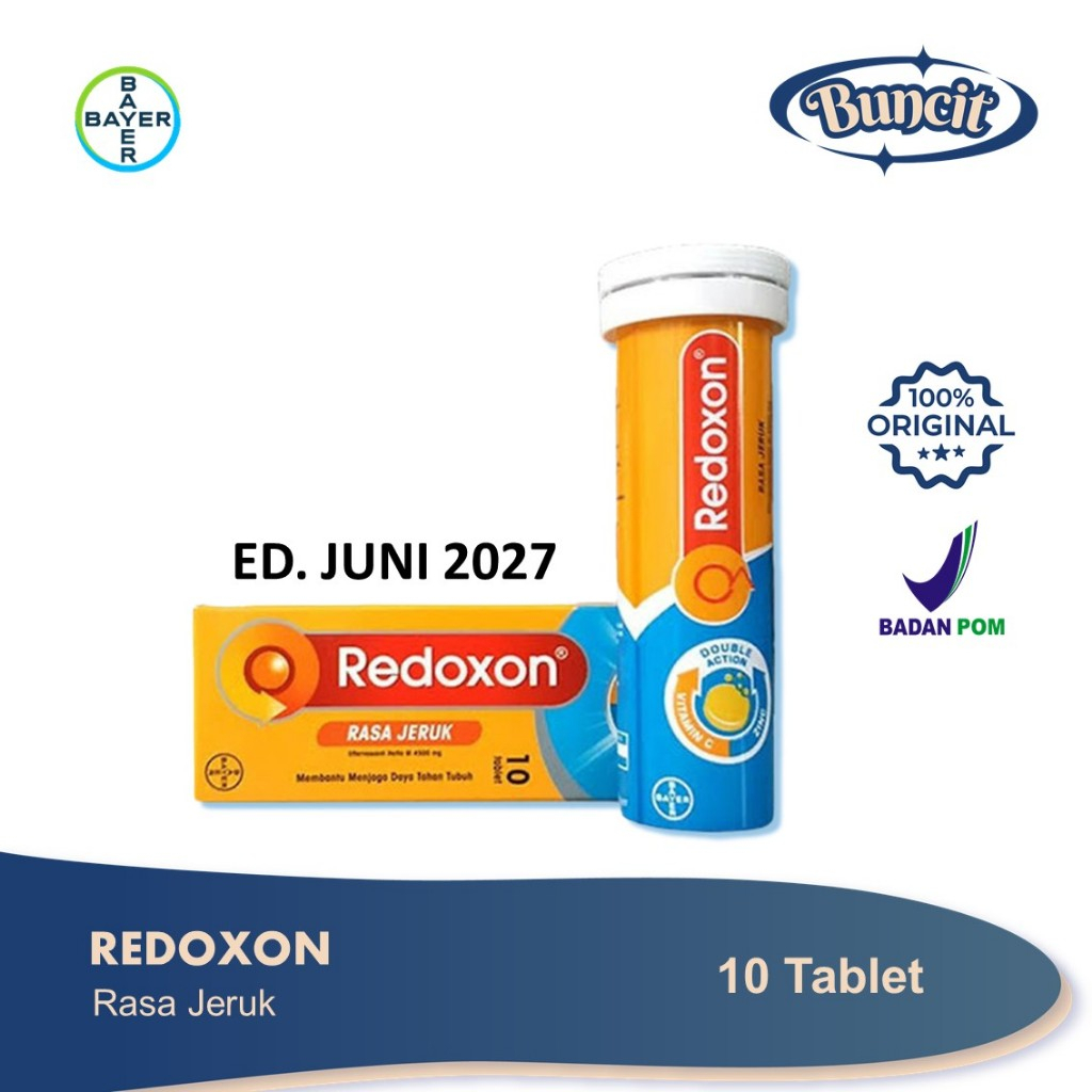 Jual Redoxon Vitamin C + Zinc Rasa Jeruk Isi 10 Tablet | Vitamin C, D ...