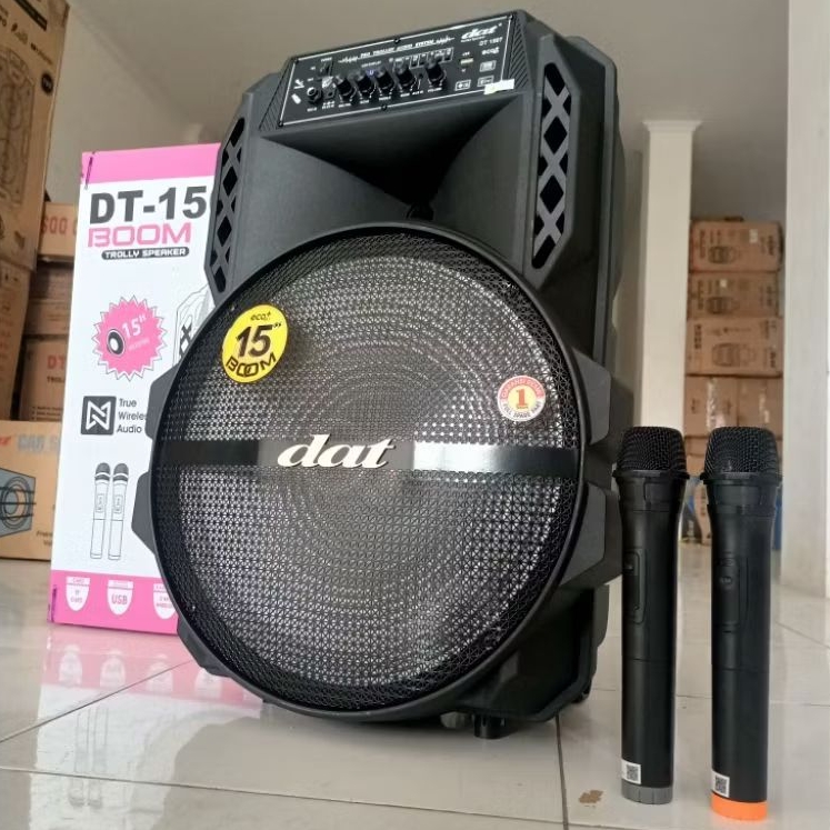 Jual Speaker 15 Inch portabel Dat DT1507 Boom free 2 mic wireless | Shopee Indonesia