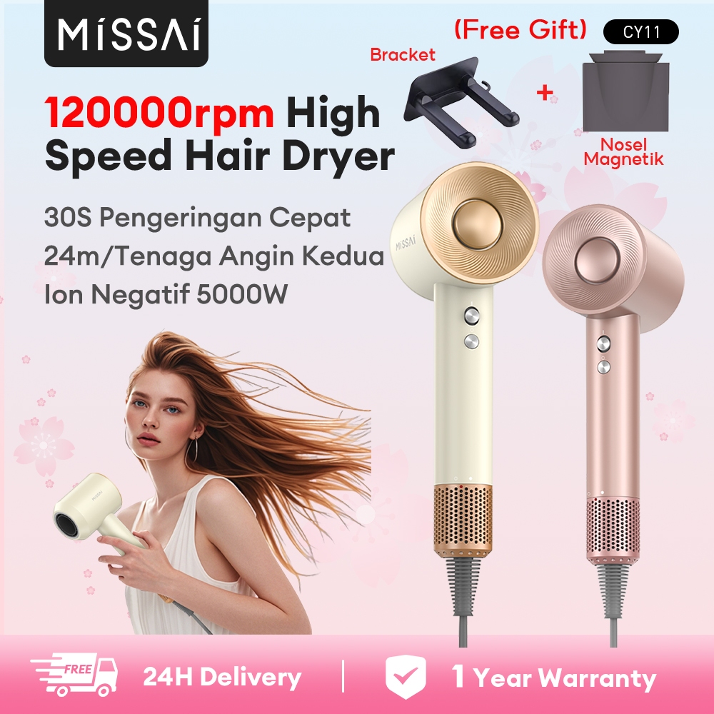 Jual MISSAI High Speed Hair Dryer 120000rmp/min Pengering Rambut Profesional 5000W Ion Negatif ...