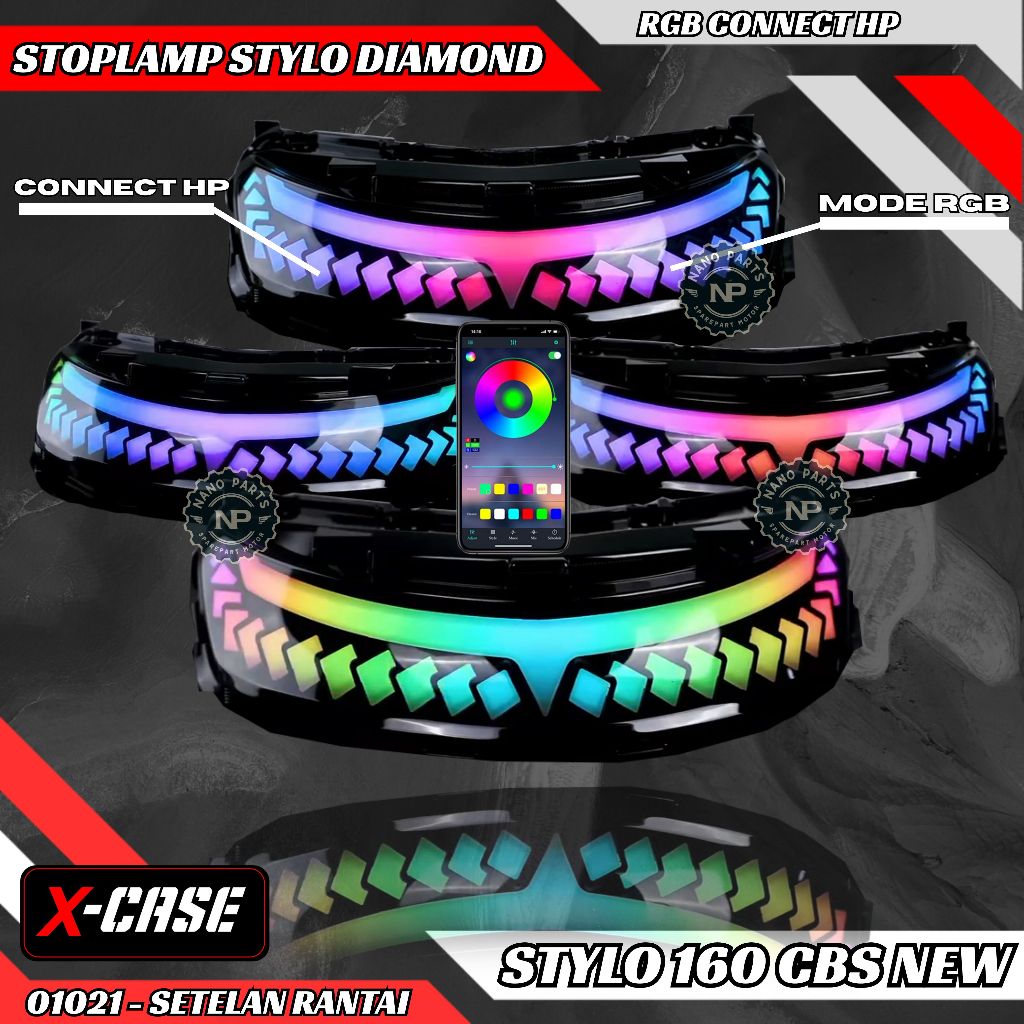 Jual Lampu Stop Lazy Stylo 160 ABS New Model Diamond Crystal RGB ...