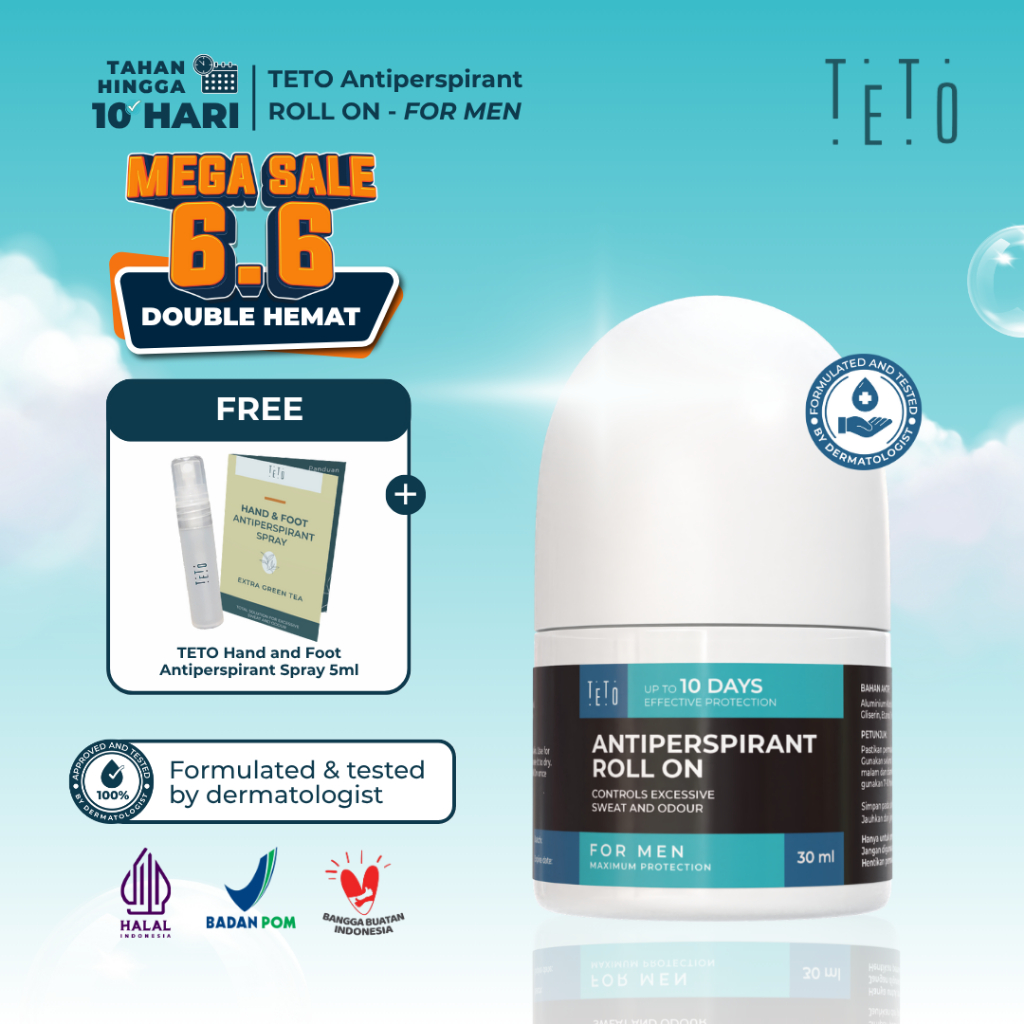 Jual [BUY 1 GET 2]TETO Antiperspirant Roll on for Men 30ml - FREE 1 ...