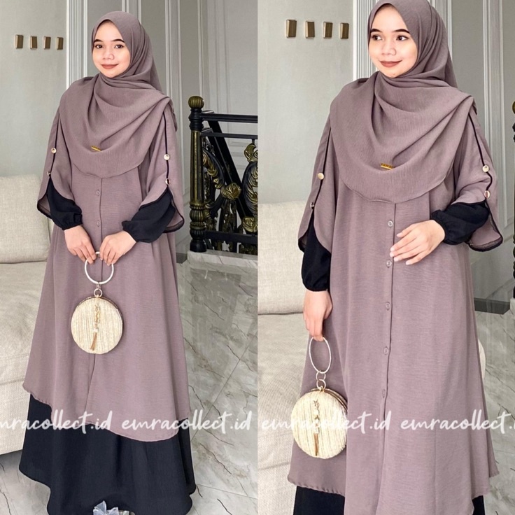 Jual Setelan Rok One Set Rok Tunik Syari Full Kancing Set Rok Tunik ...